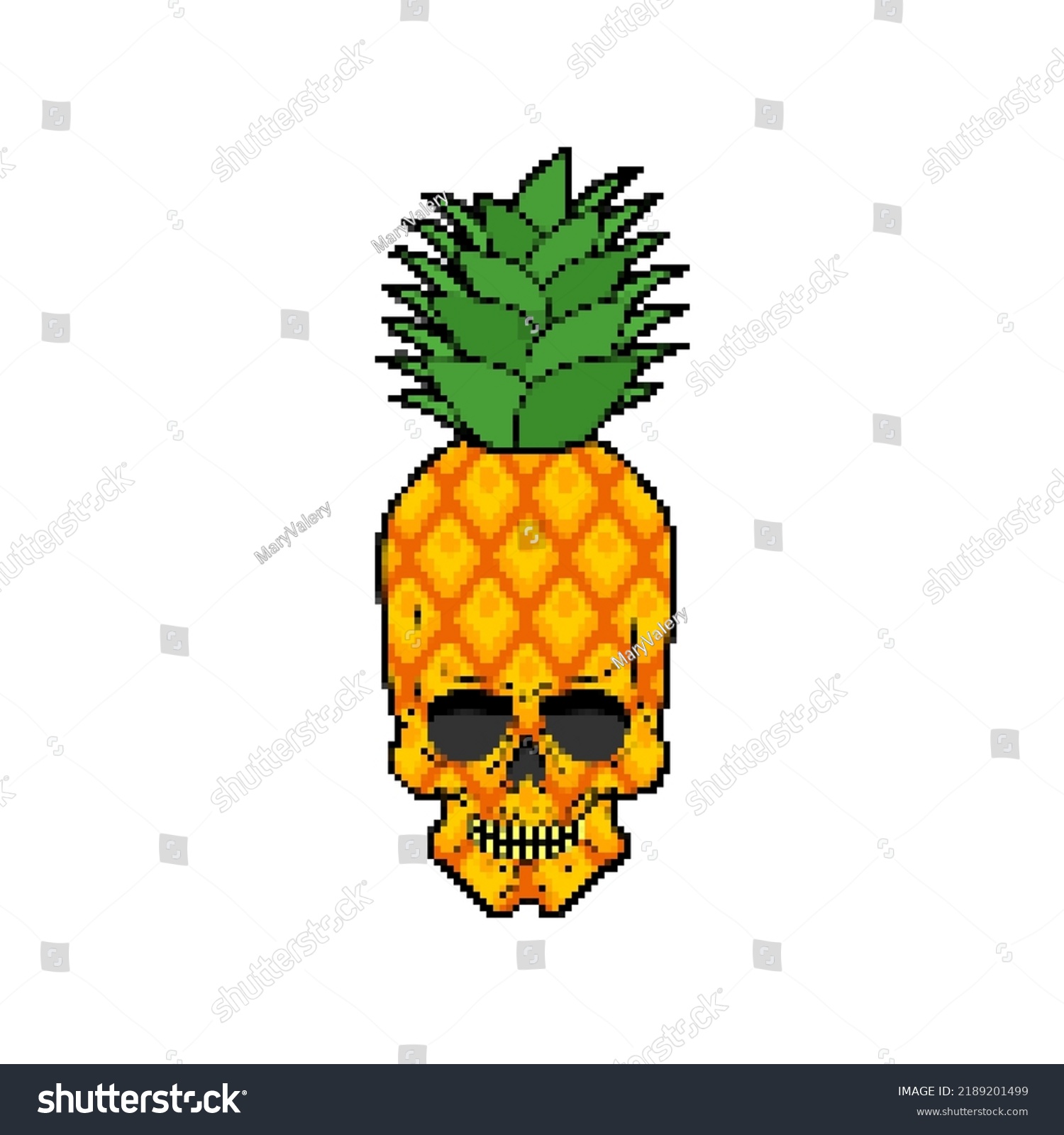 Pineapple skull pixel art. Skeleton head and - Royalty Free Stock ...