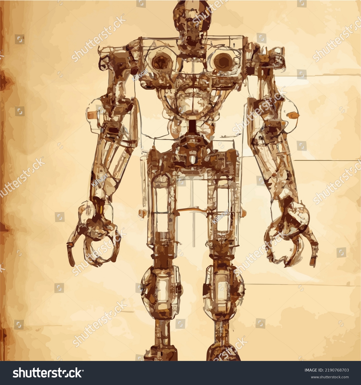 A Rough Sketch Of A Robot Schematic Royalty Free Stock Vector