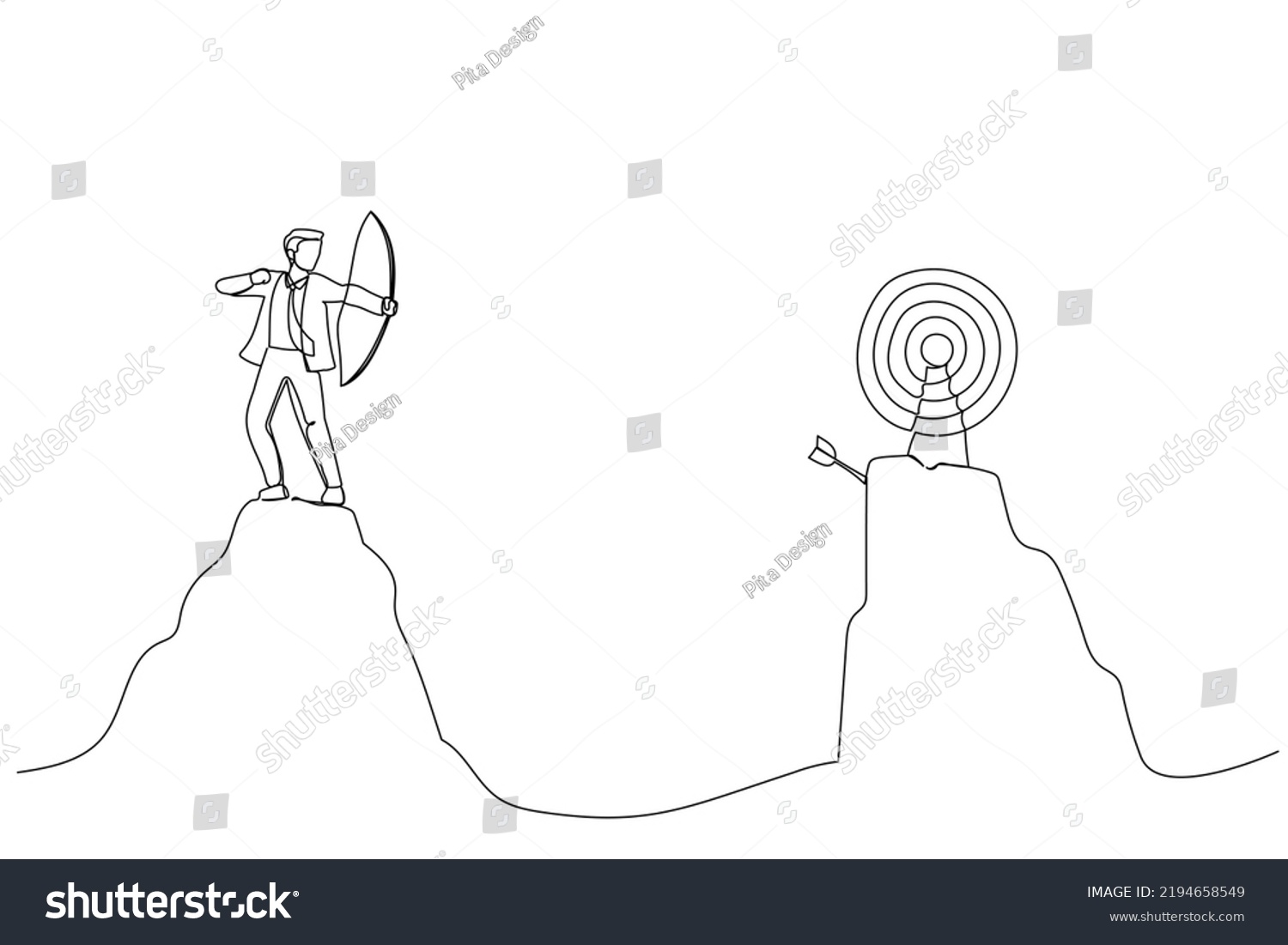 Drawing of overconfidence businessman archery - Royalty Free Stock ...