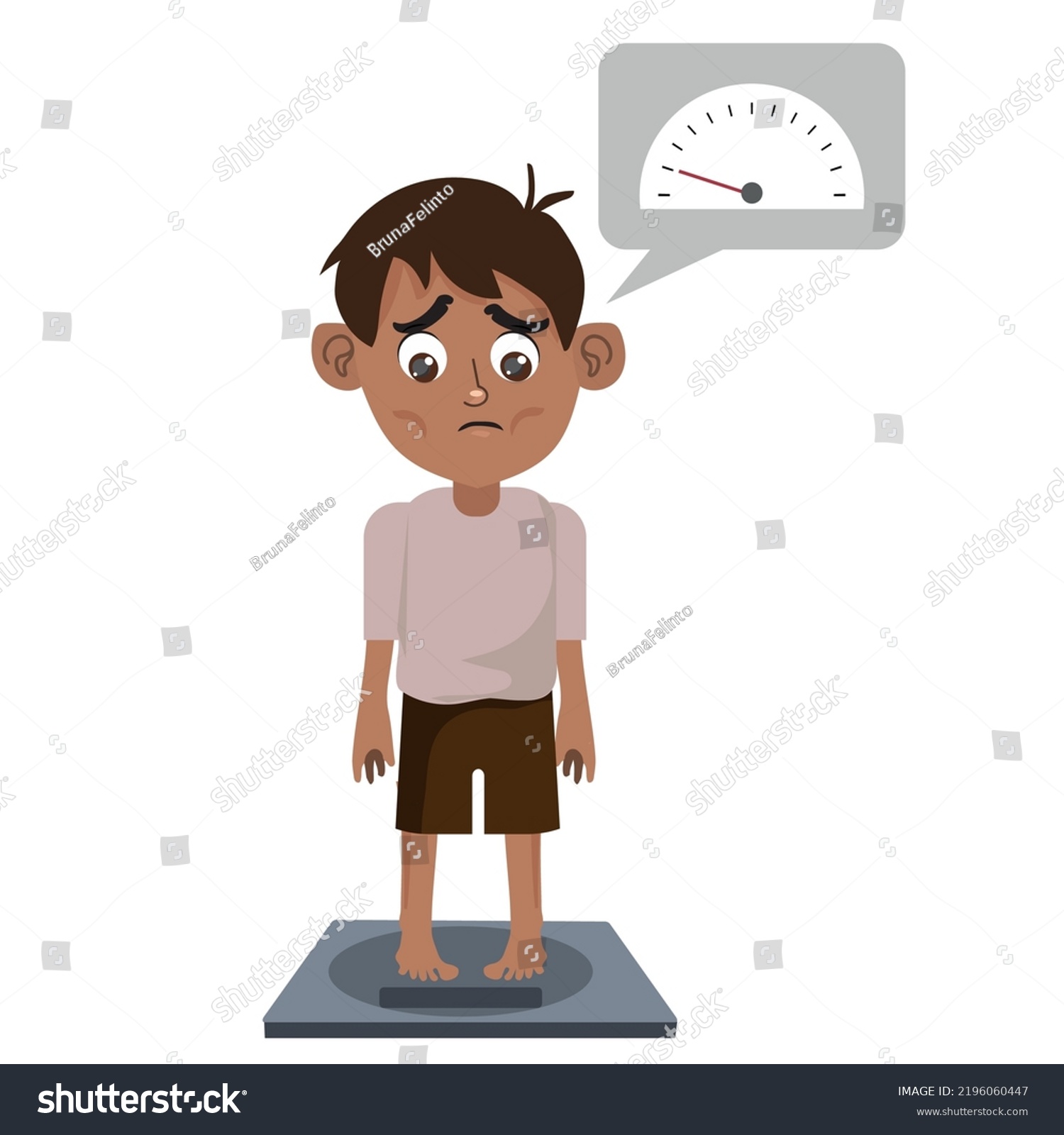 skinny sad kid boy use weight scale vector. - Royalty Free Stock Vector ...