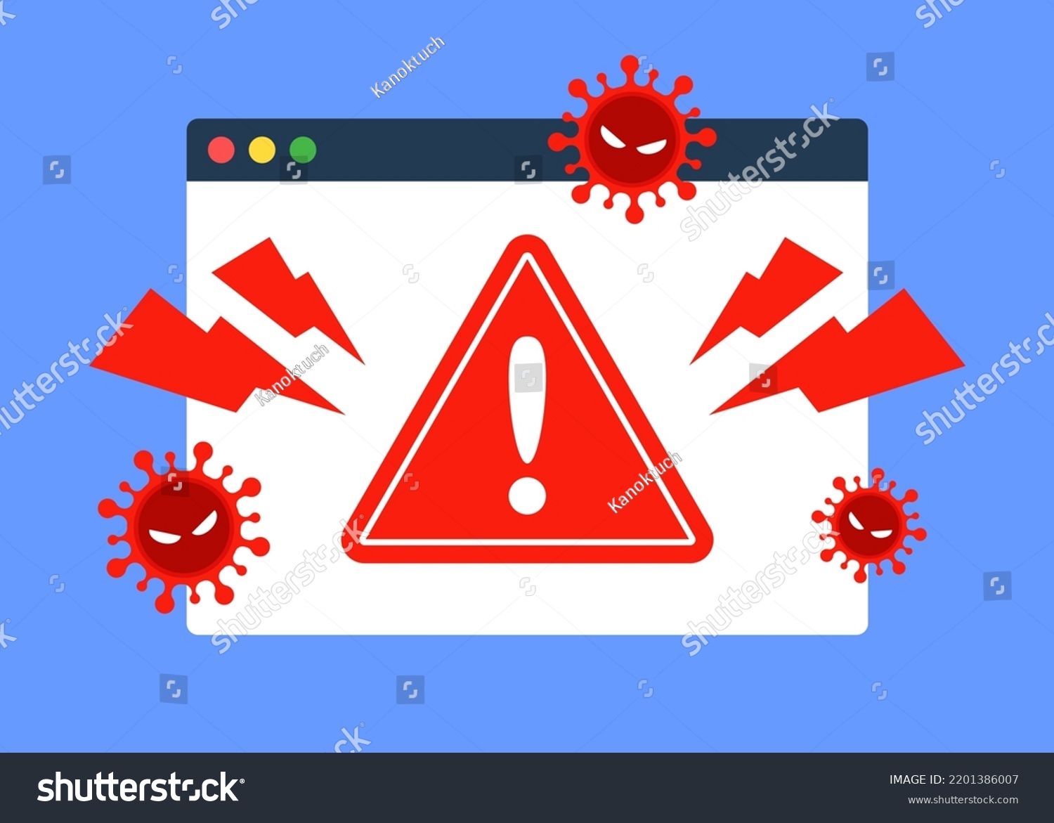 Web Browser Window With Virus Detection Royalty Free Stock Vector 2201386007