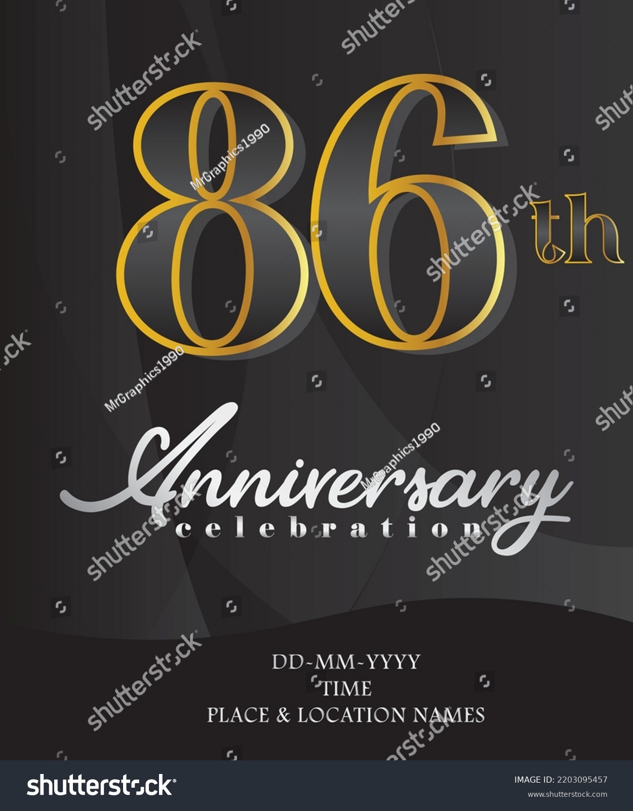 86 Anniversary Invitation and Greeting Card - Royalty Free Stock Vector ...