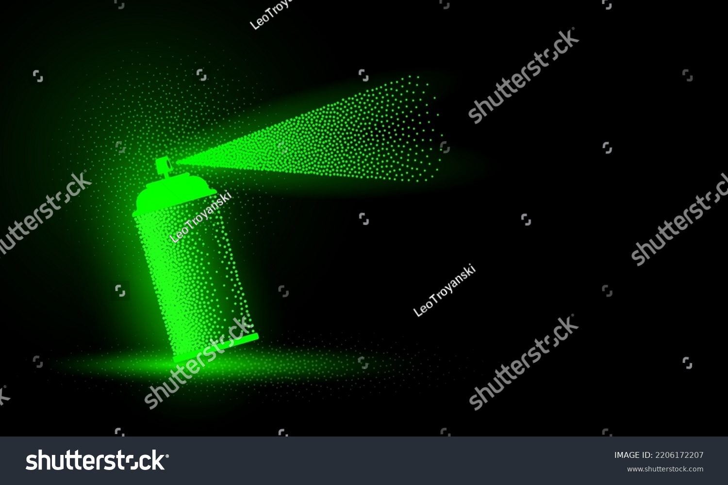 Green neon spray can with spray jet on a black - Royalty Free Stock ...