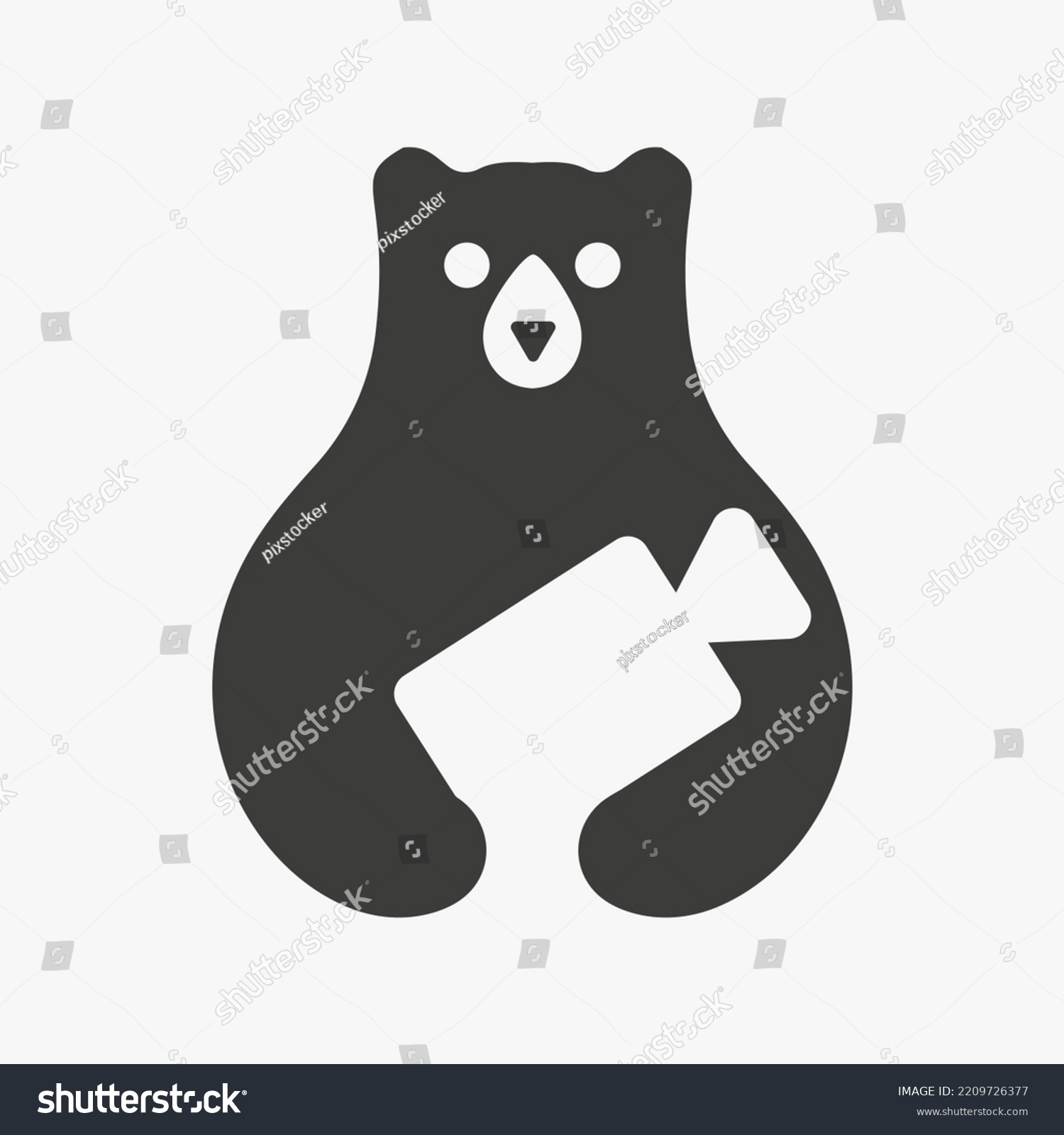Bear Video Logo Negative Space Vector Template Royalty Free Stock