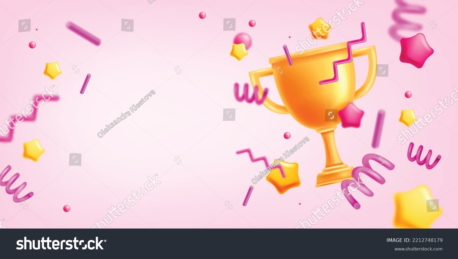 3D winner trophy background, vector happy - Royalty Free Stock Vector ...