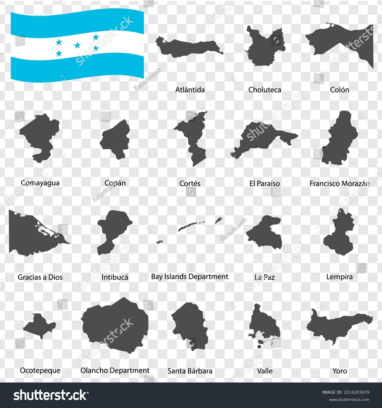 Eighteen Maps provinces of Honduras - - Royalty Free Stock Vector ...