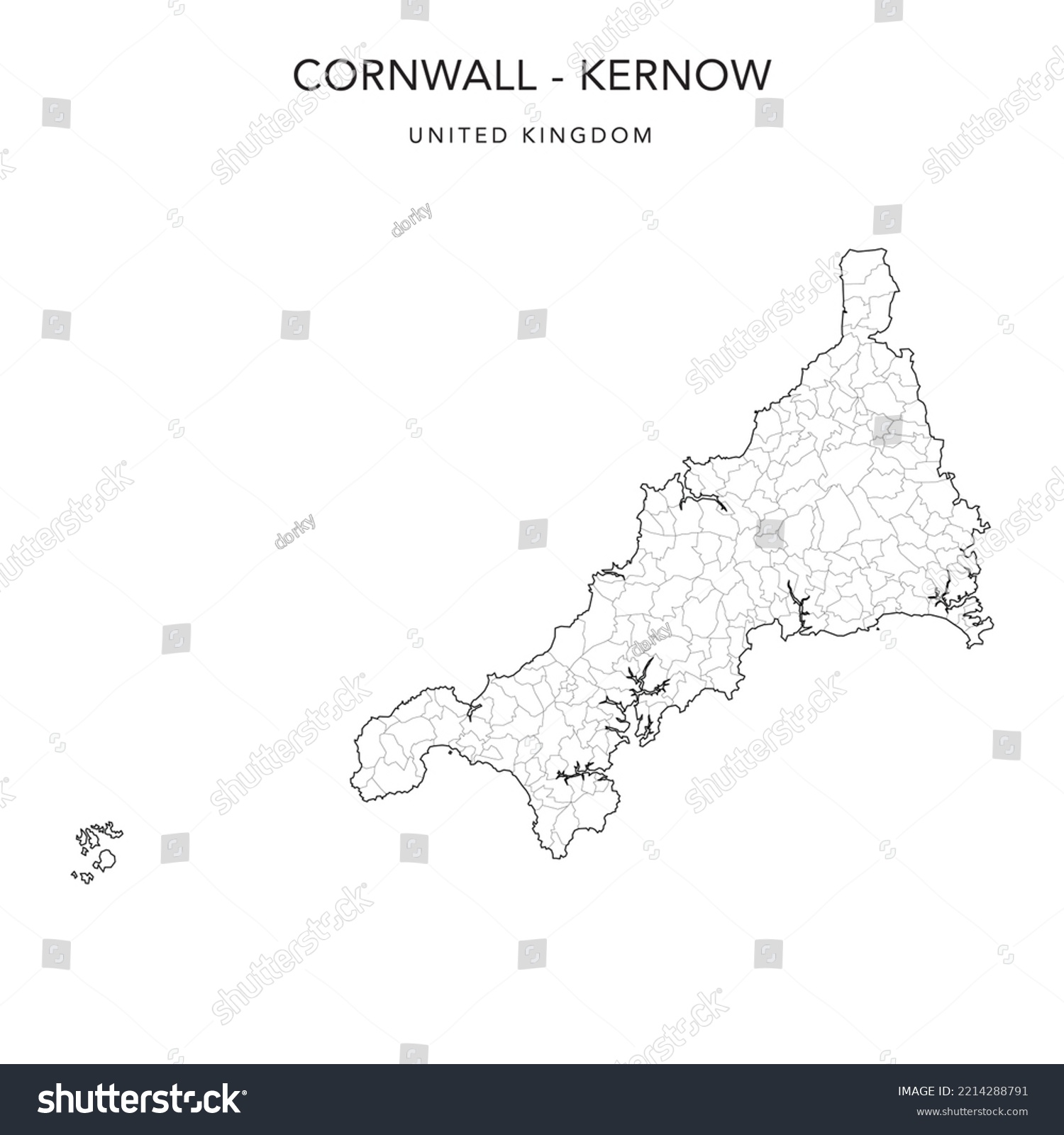 Administrative Map of Cornwall with Unitary - Royalty Free Stock Vector ...