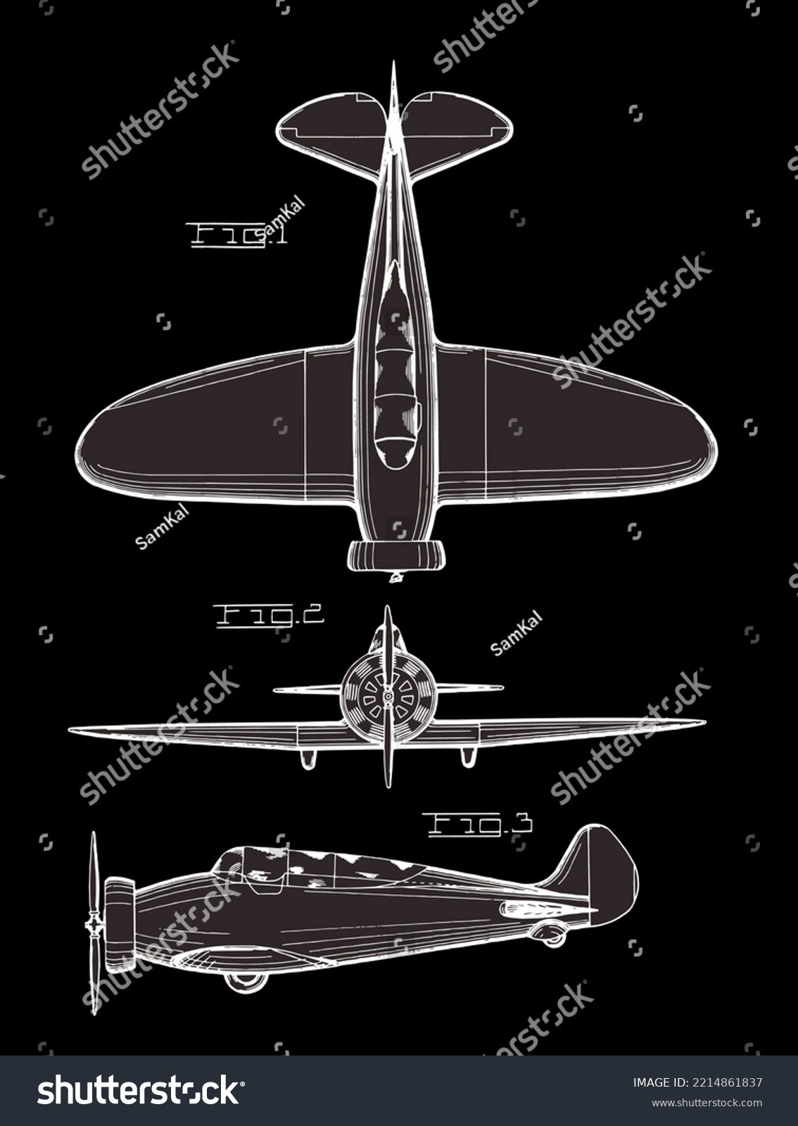 1933 Vintage Airplane Art - Royalty Free Stock Vector 2214861837 ...