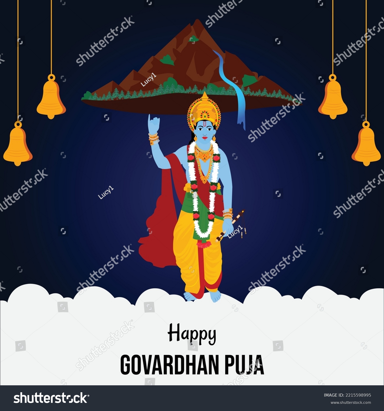 Happy Govardhan Pooja Indian Hindu Festival - Royalty Free Stock Vector ...