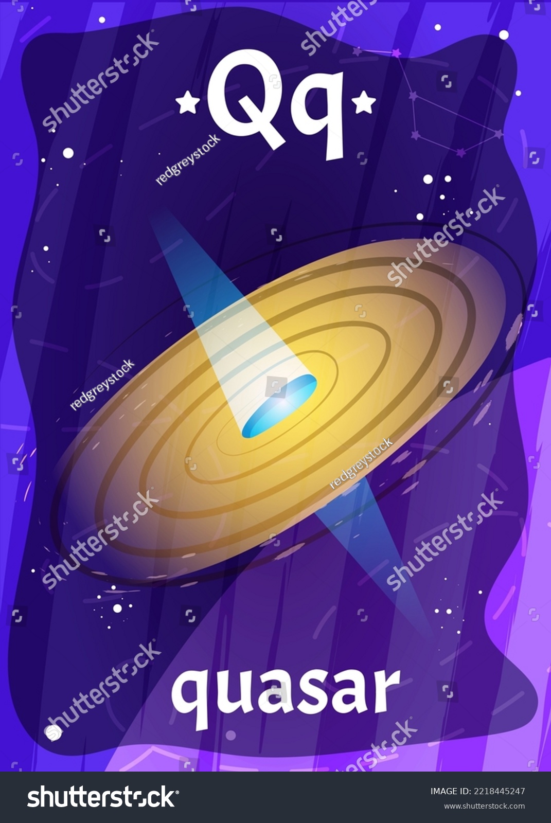 Printable space alphabet flashcard with letter Q - Royalty Free Stock ...
