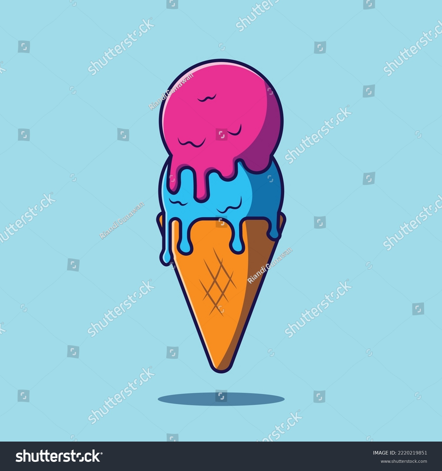 Melted Ice Cream Cone Cartoon Illustration Ice Royalty Free Stock Vector 2220219851