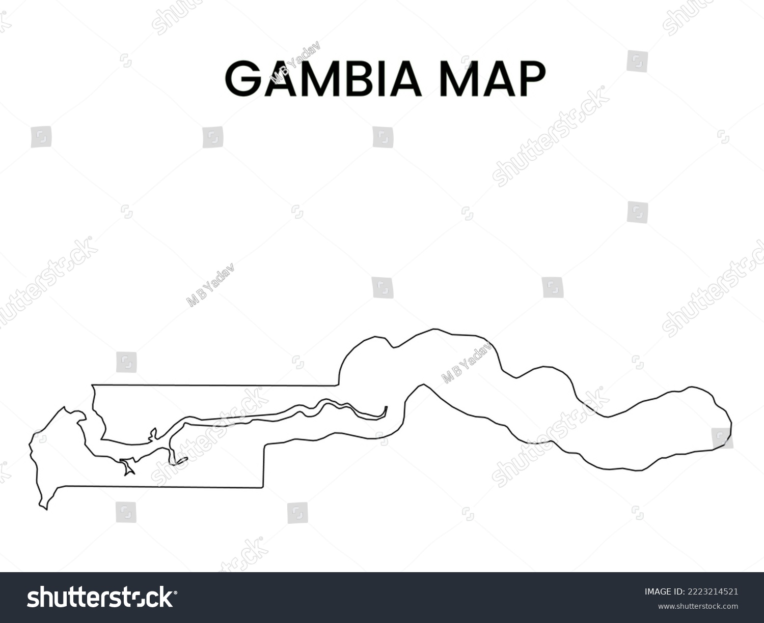 Map Of Gambia Outline Map Gambia Vector Royalty Free Stock Vector