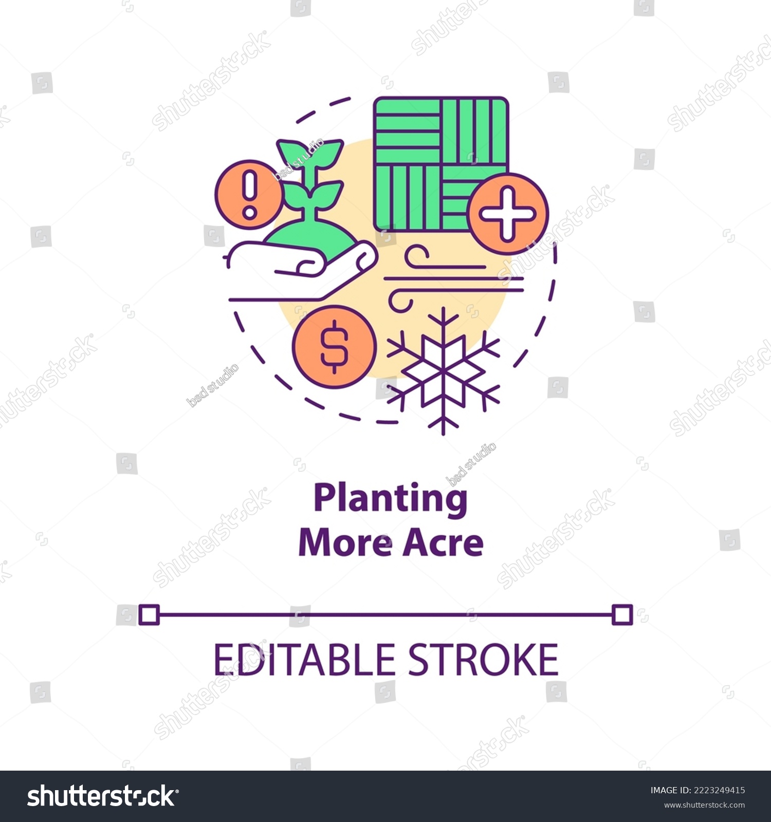Planting more acres concept icon. Global crop - Royalty Free Stock ...