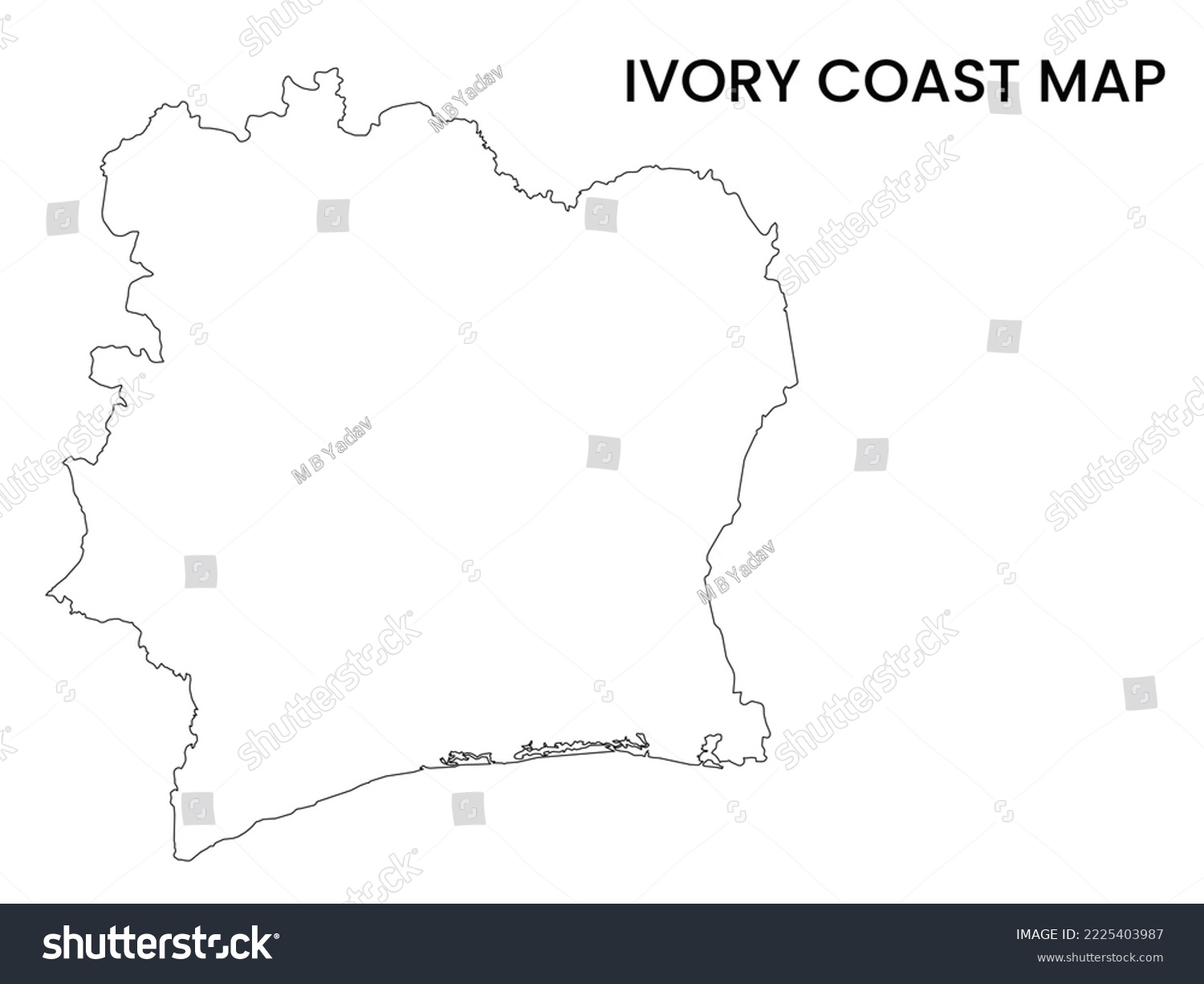 Map Of Ivory Coast Outline Map Ivory Coast Royalty Free Stock Vector