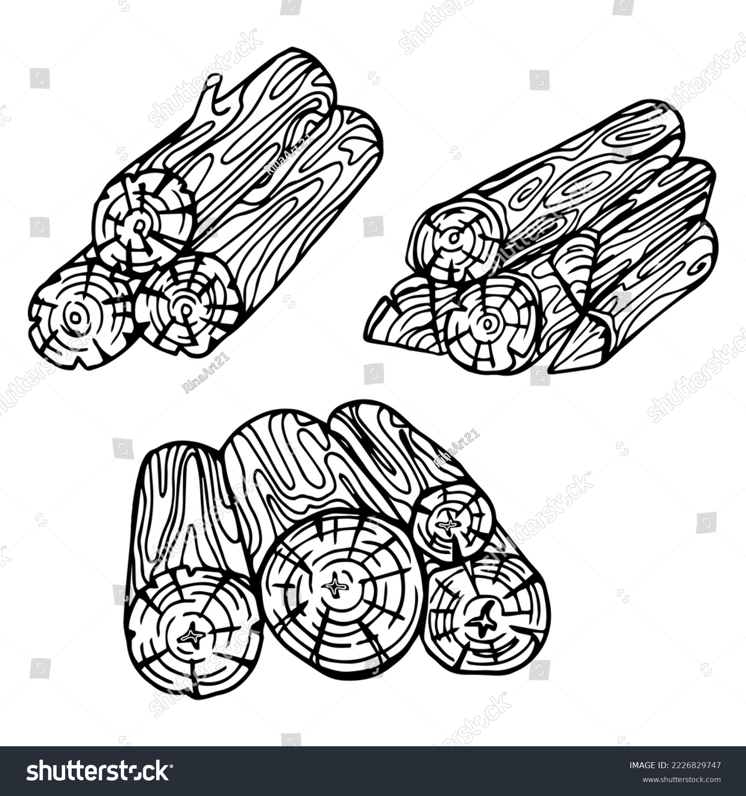 Logs illustration, drawing, engraving, ink, line - Royalty Free Stock ...