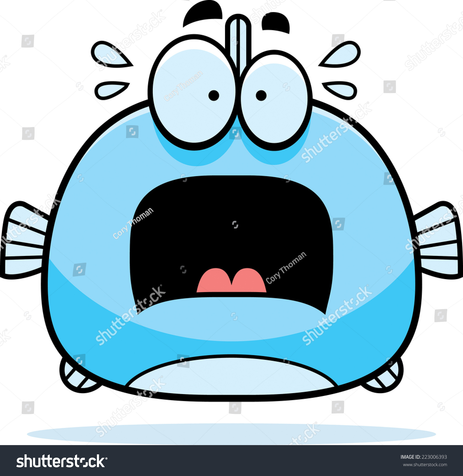 A cartoon illustration of a fish looking scared. - Royalty Free Stock ...