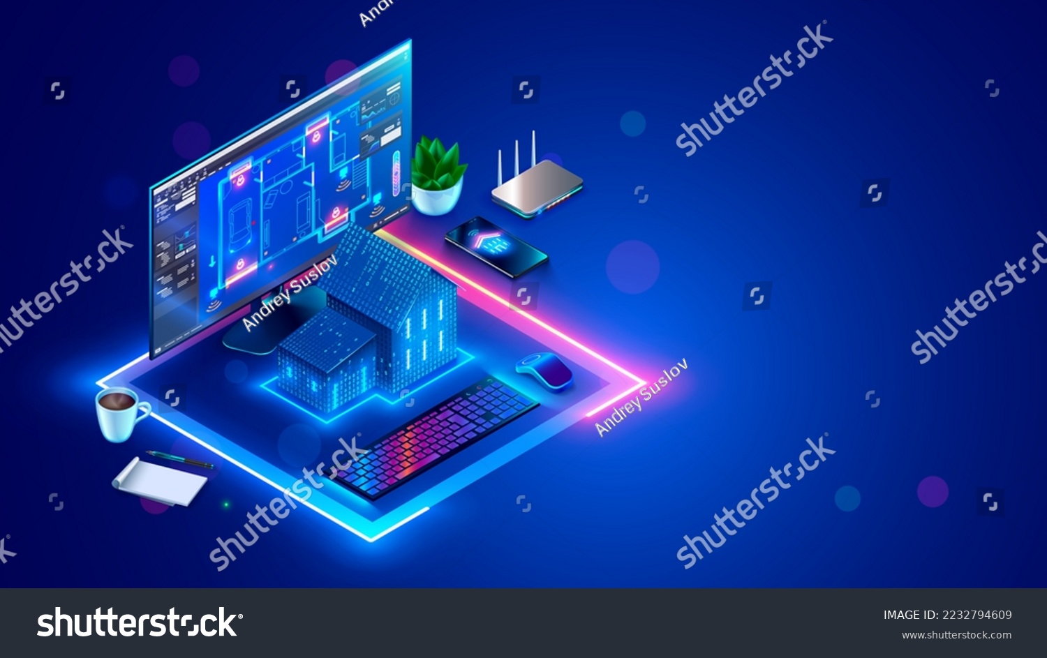 Smart Home System Programming Software Royalty Free Stock Vector 2232794609