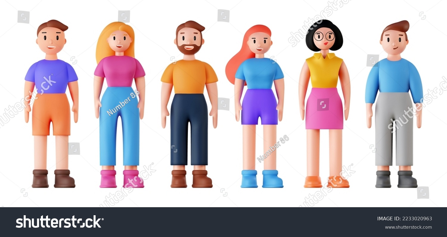 Set of 3d portraits of happy people on a white - Royalty Free Stock ...