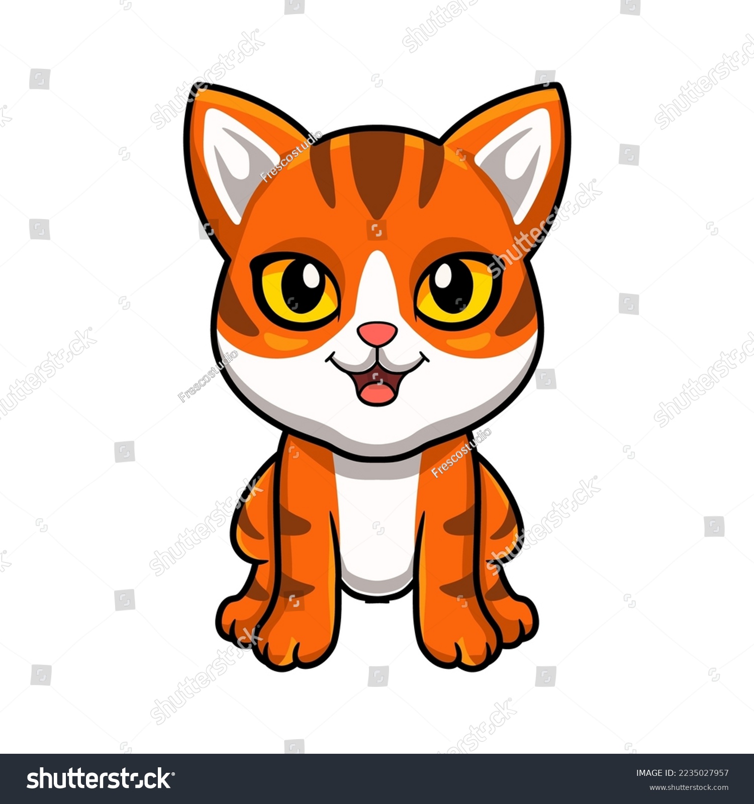 Cute Orange Tabby Cat Cartoon Royalty Free Stock Vector 2235027957