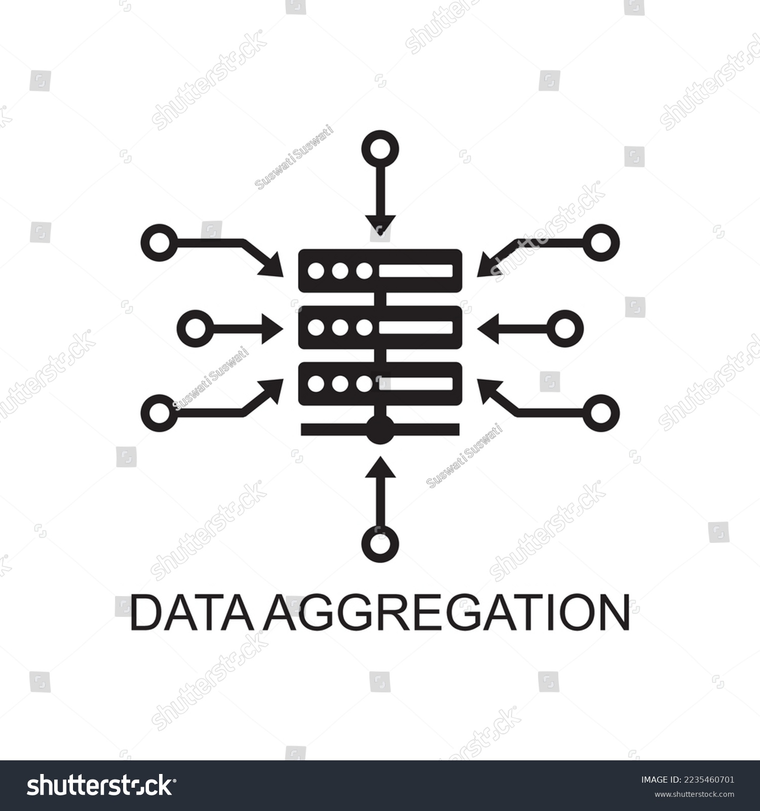 Data Aggregation Icon Technology Icon Royalty Free Stock Vector 2235460701
