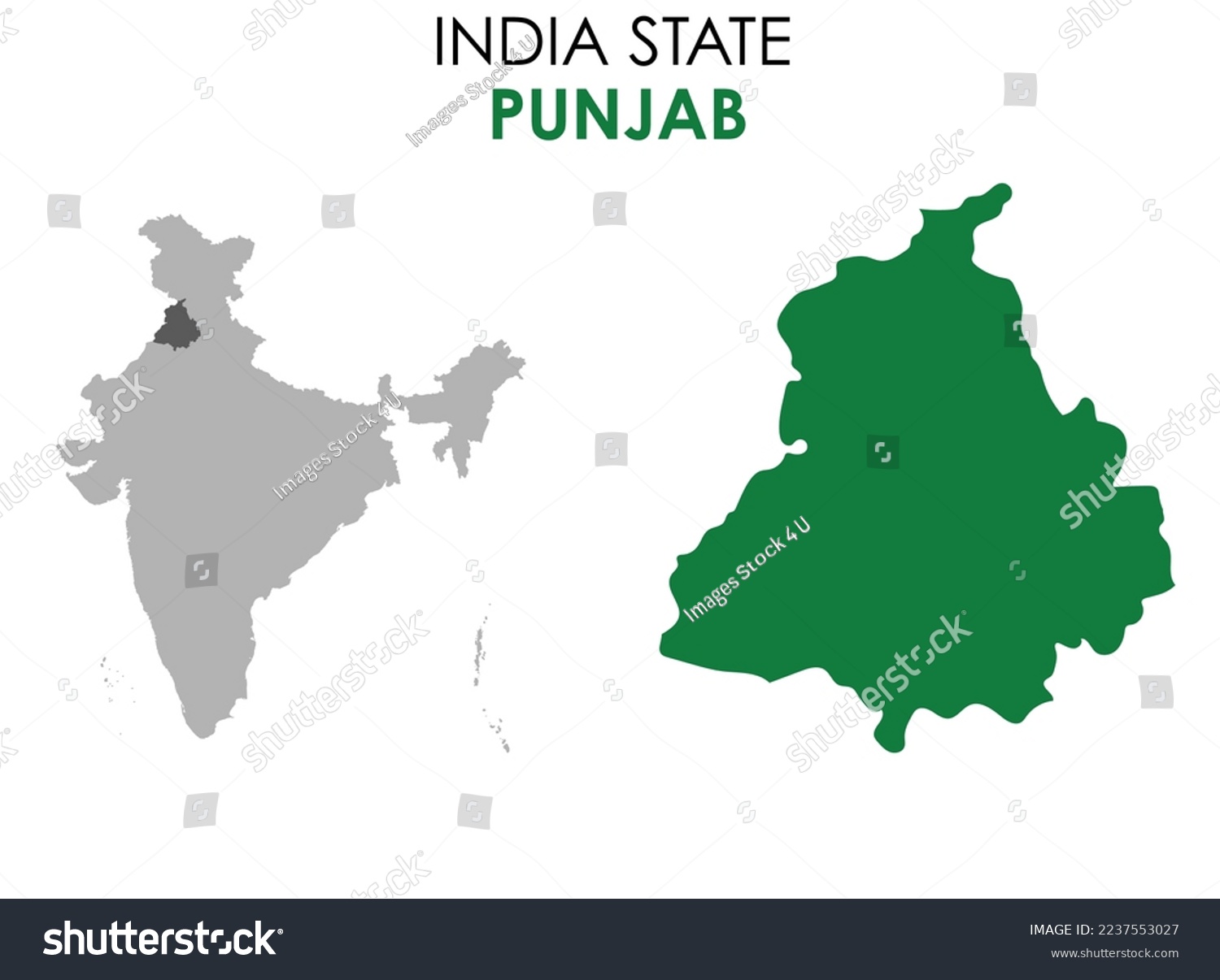 Punjab Map Of Indian State Punjab Map Vector Royalty Free Stock Vector 2237553027
