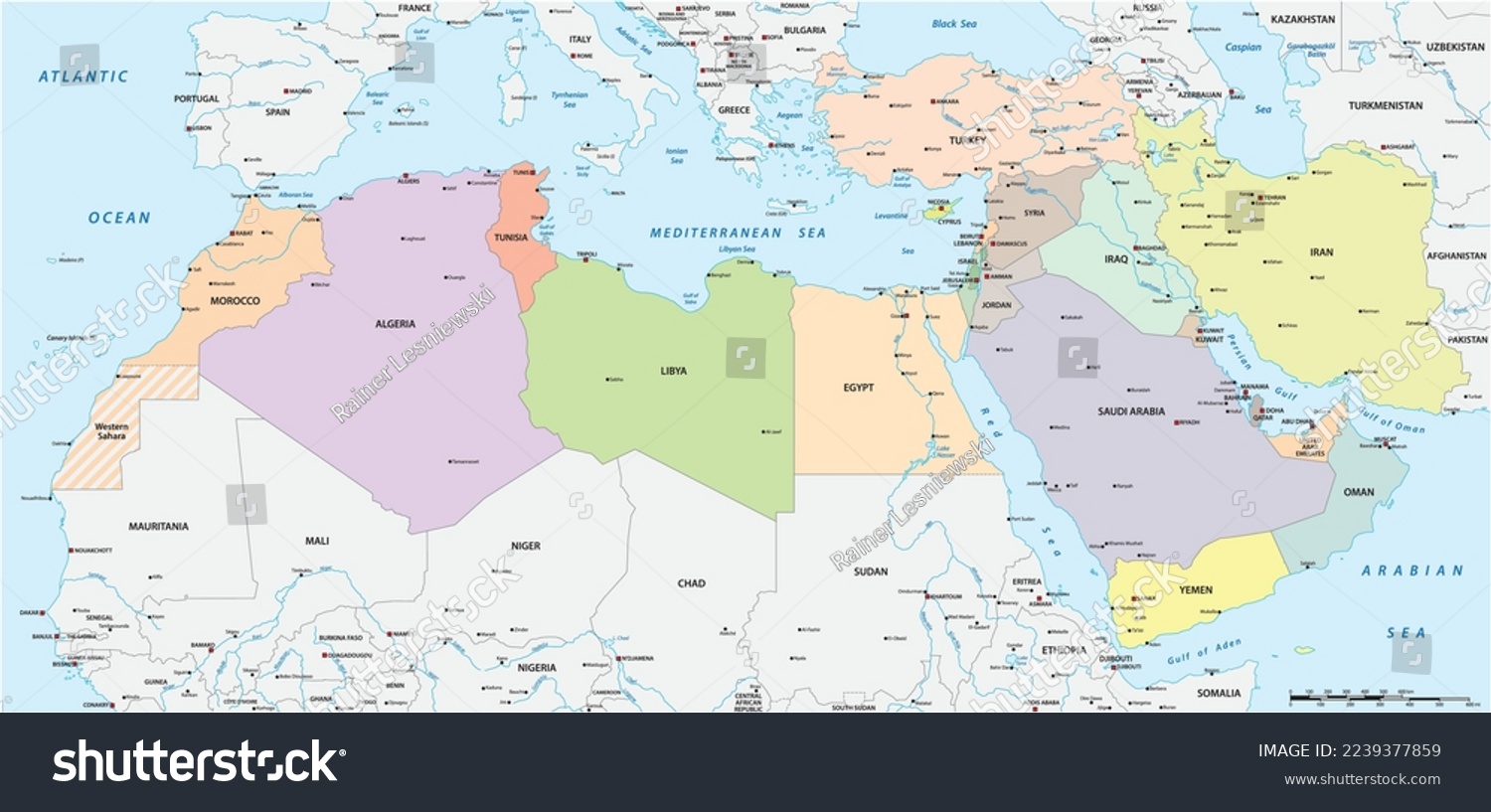 Map of the Mena Region, Middle East and North - Royalty Free Stock ...