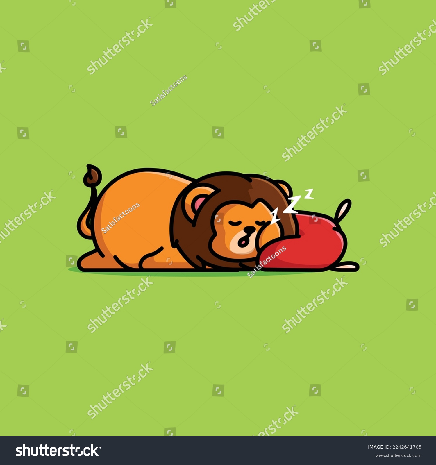 Cute cartoon fat lion sleeping with soft pillow - Royalty Free Stock ...
