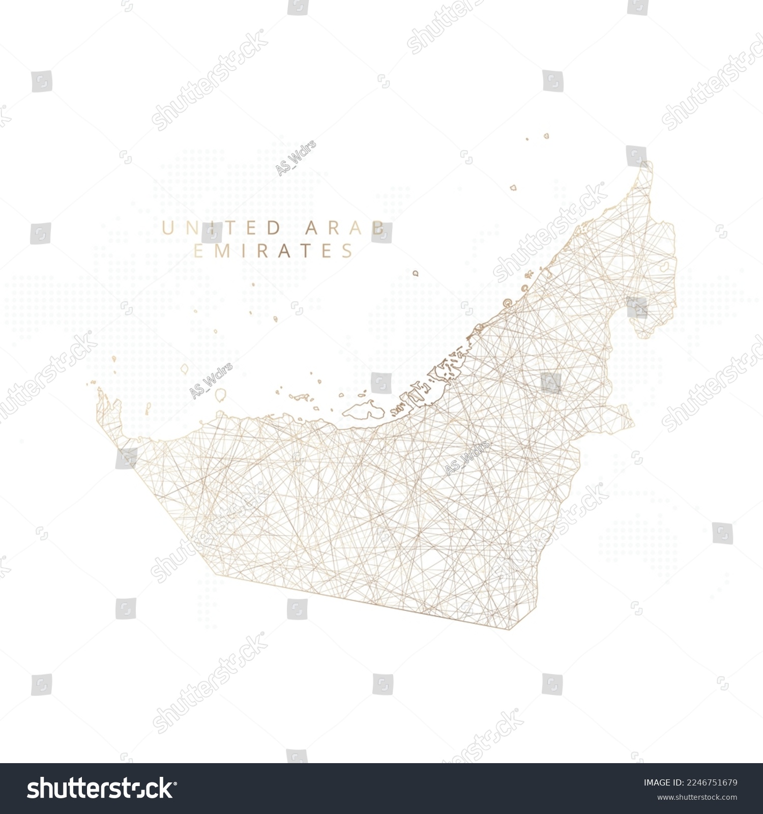 Low poly map of United Arab Emirates. Gold - Royalty Free Stock Vector ...