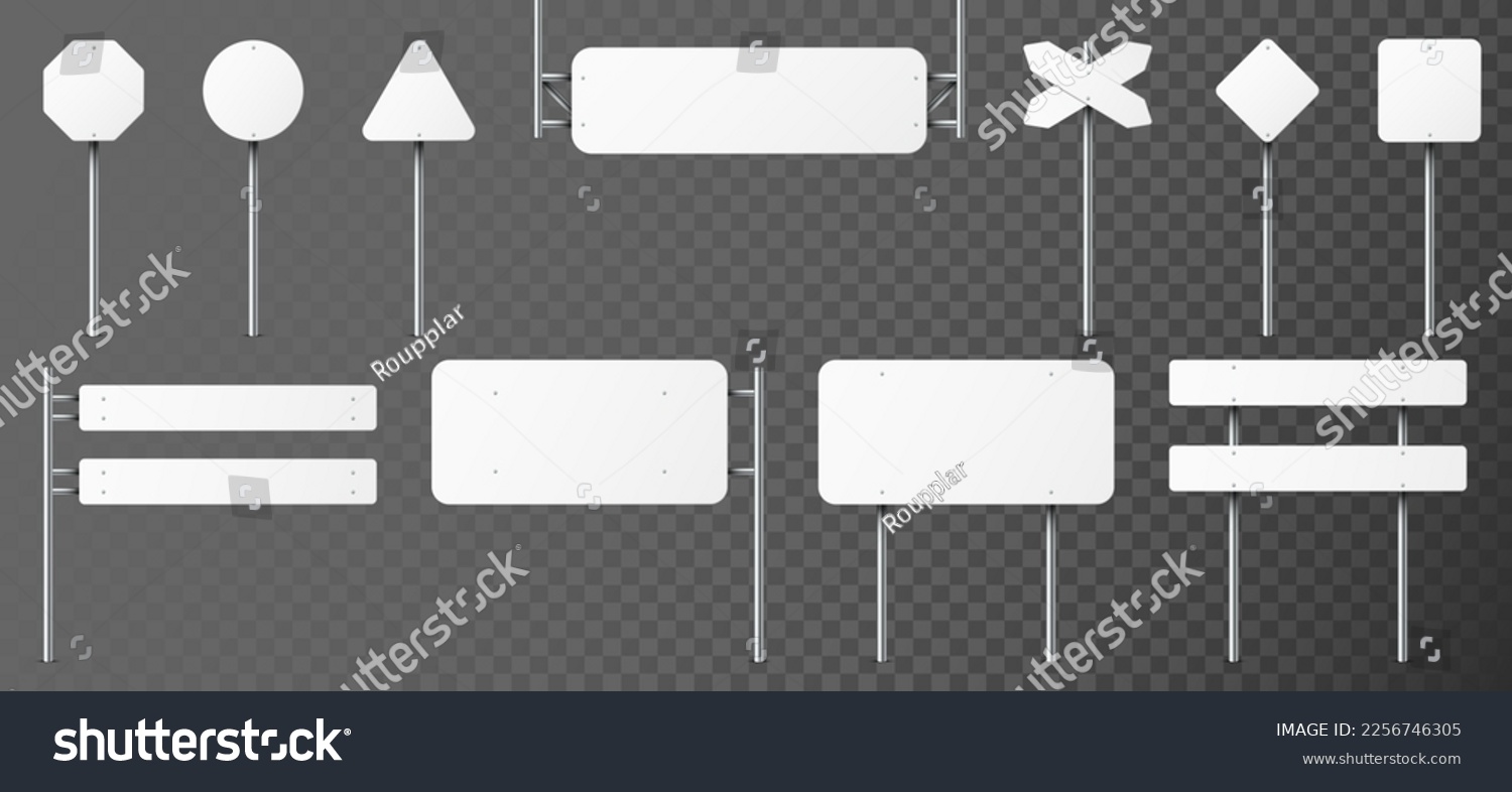 Realistic white traffic signs set isolated on - Royalty Free Stock ...