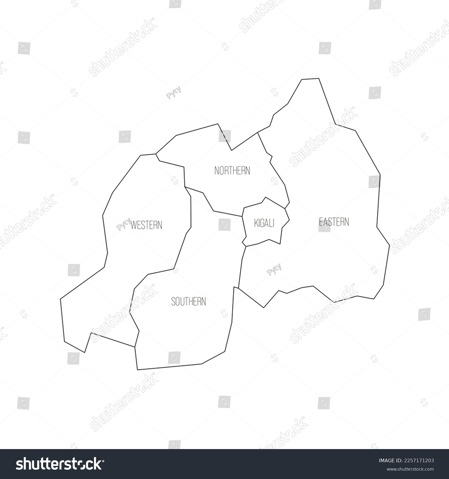 Rwanda political map of administrative divisions - Royalty Free Stock ...