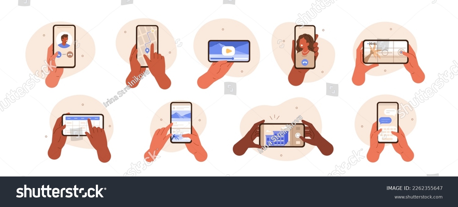 Hands Gestures Illustration Set Diverse People Royalty Free Stock