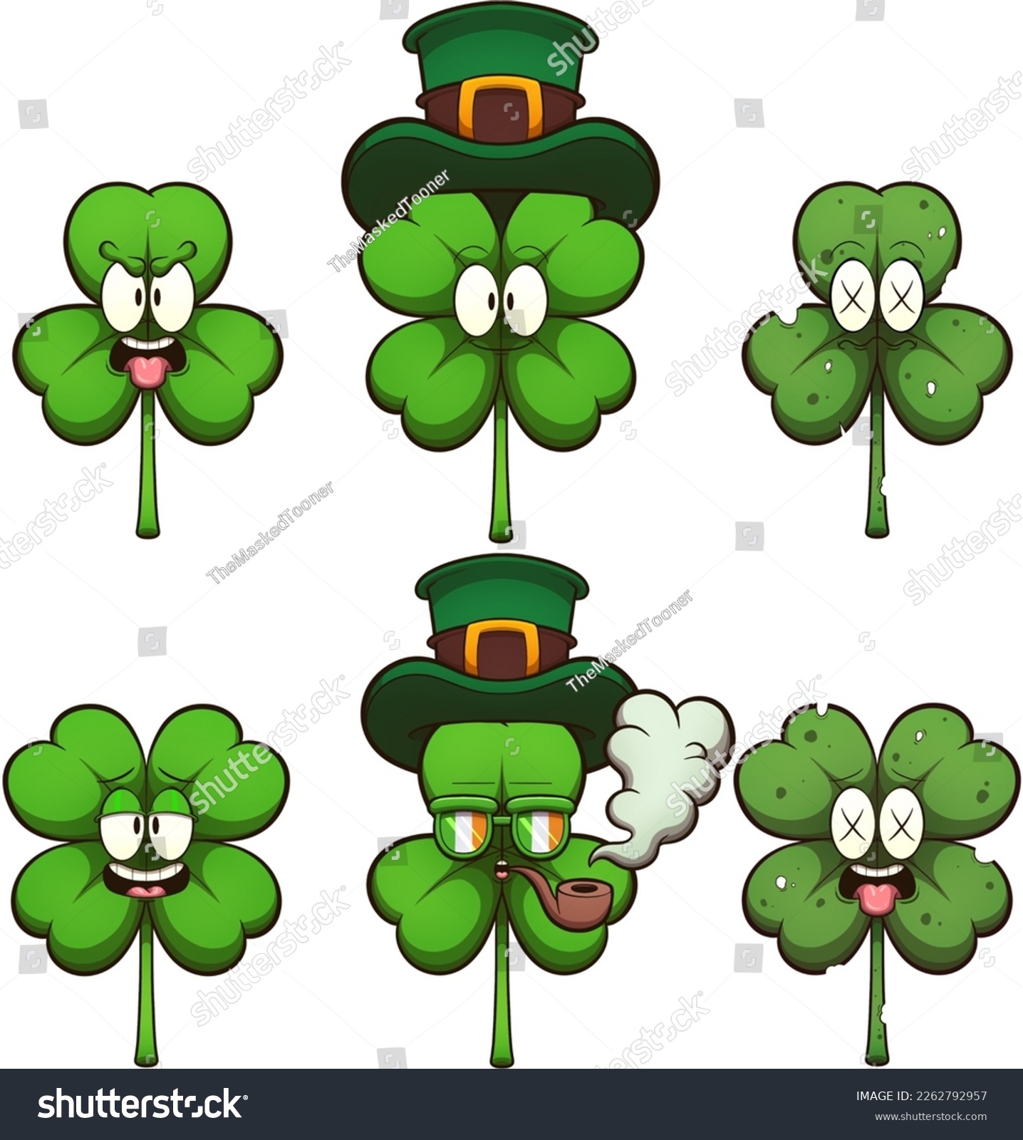 Cute Four Leaf Clovers Vector Clip Art Royalty Free Stock Vector 2262792957