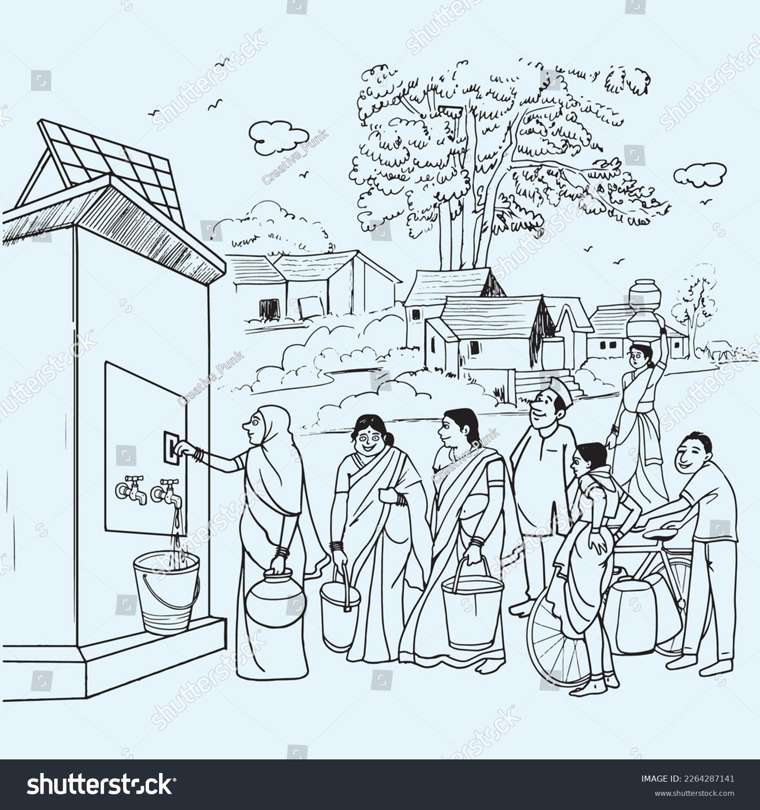 village life, water bank, Water Tank Water - Royalty Free Stock Vector ...