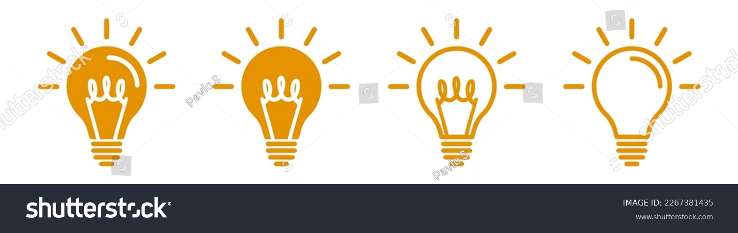 Set different bulb icons, idea concept, creative - Royalty Free Stock ...