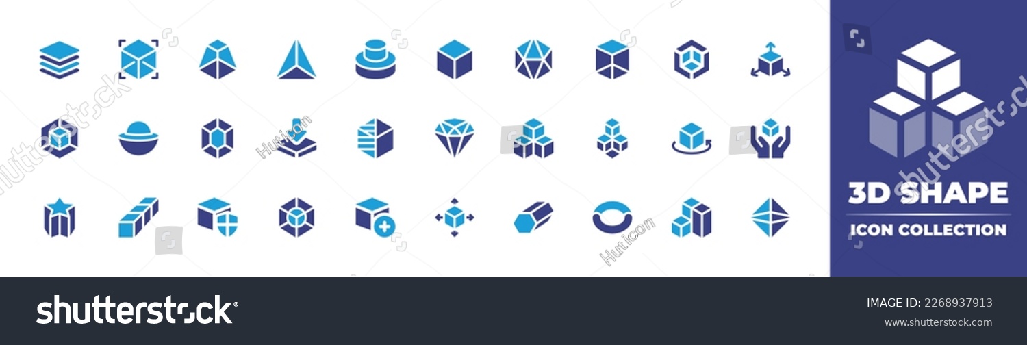 3d shape icon collection. Duotone color. Vector - Royalty Free Stock ...