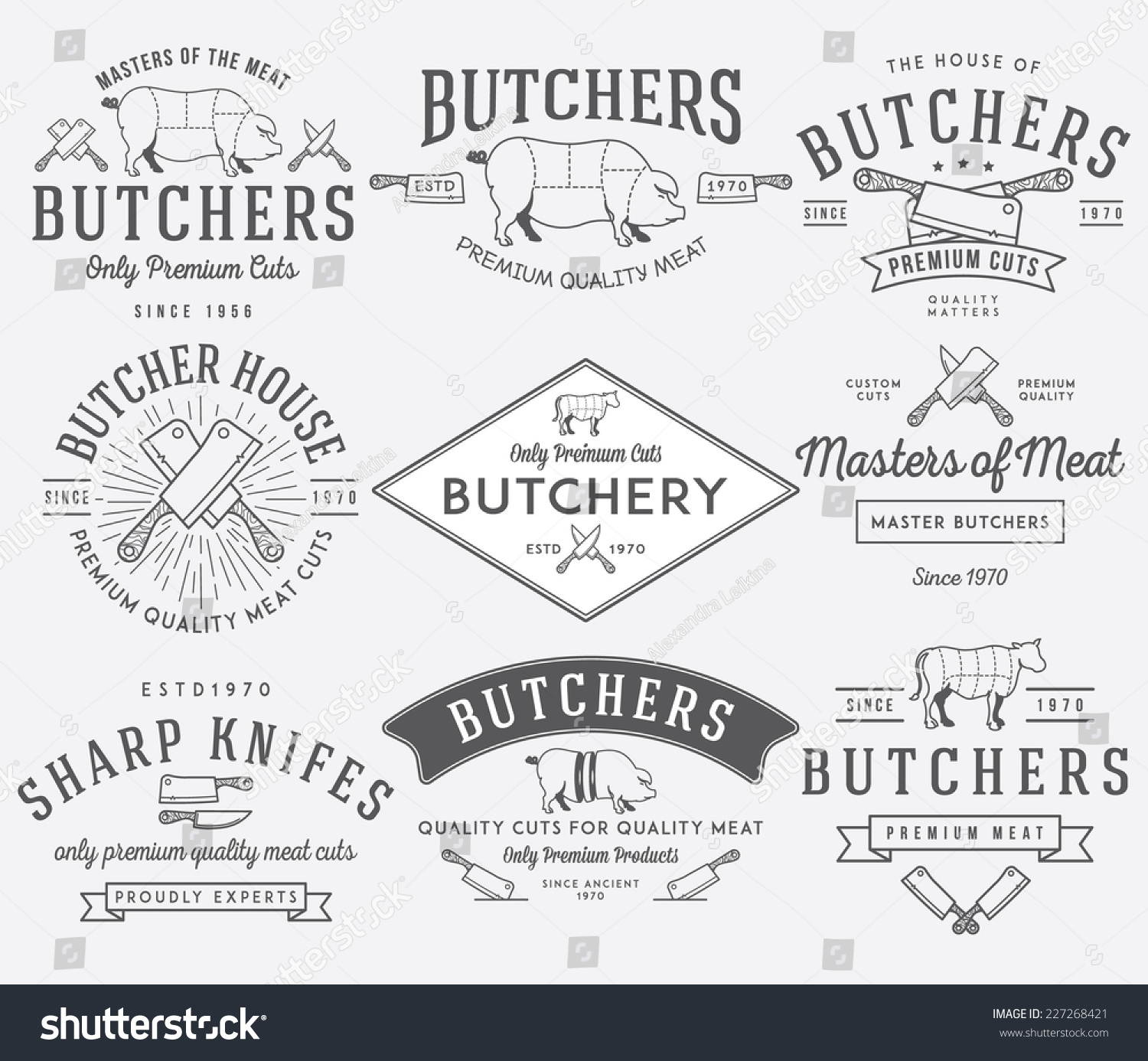 Vector butcher meat badges and labels for any - Royalty Free Stock ...