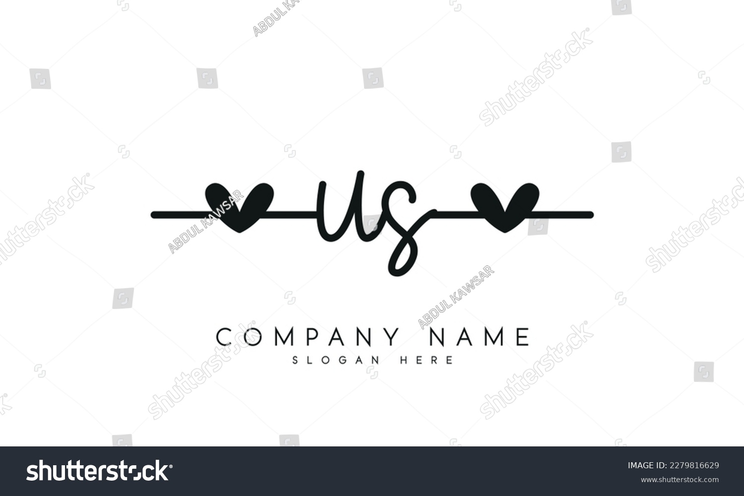 letter US logo design handwriting signature - Royalty Free Stock Vector ...