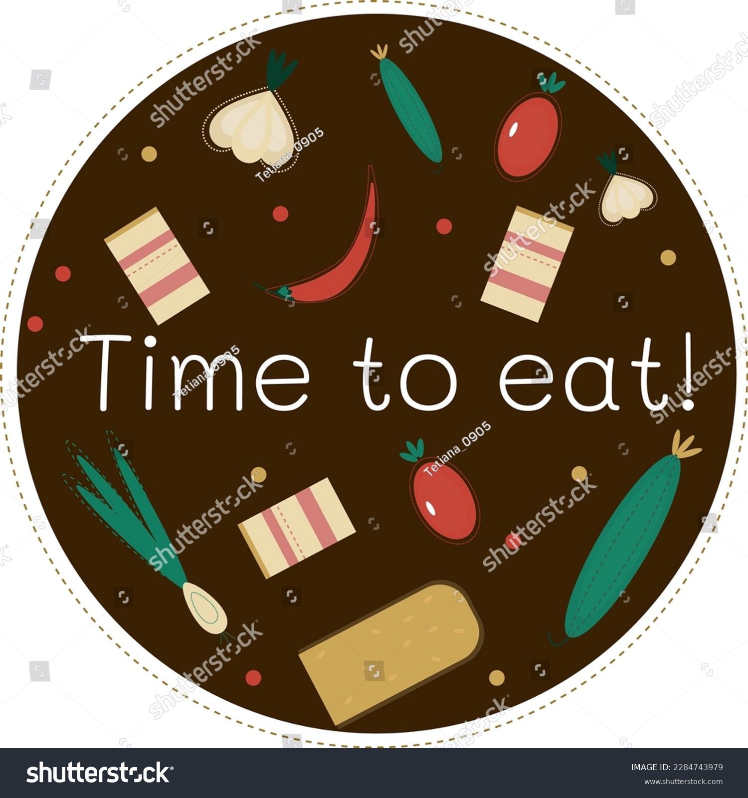 Vector Circle Time To Eat With Ukrainian Salo Royalty Free Stock Vector 2284743979