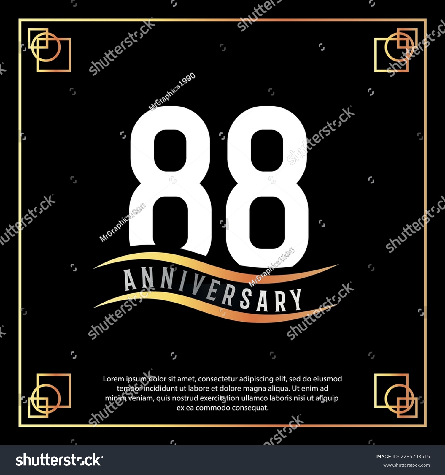 88 year anniversary logo design white golden - Royalty Free Stock ...