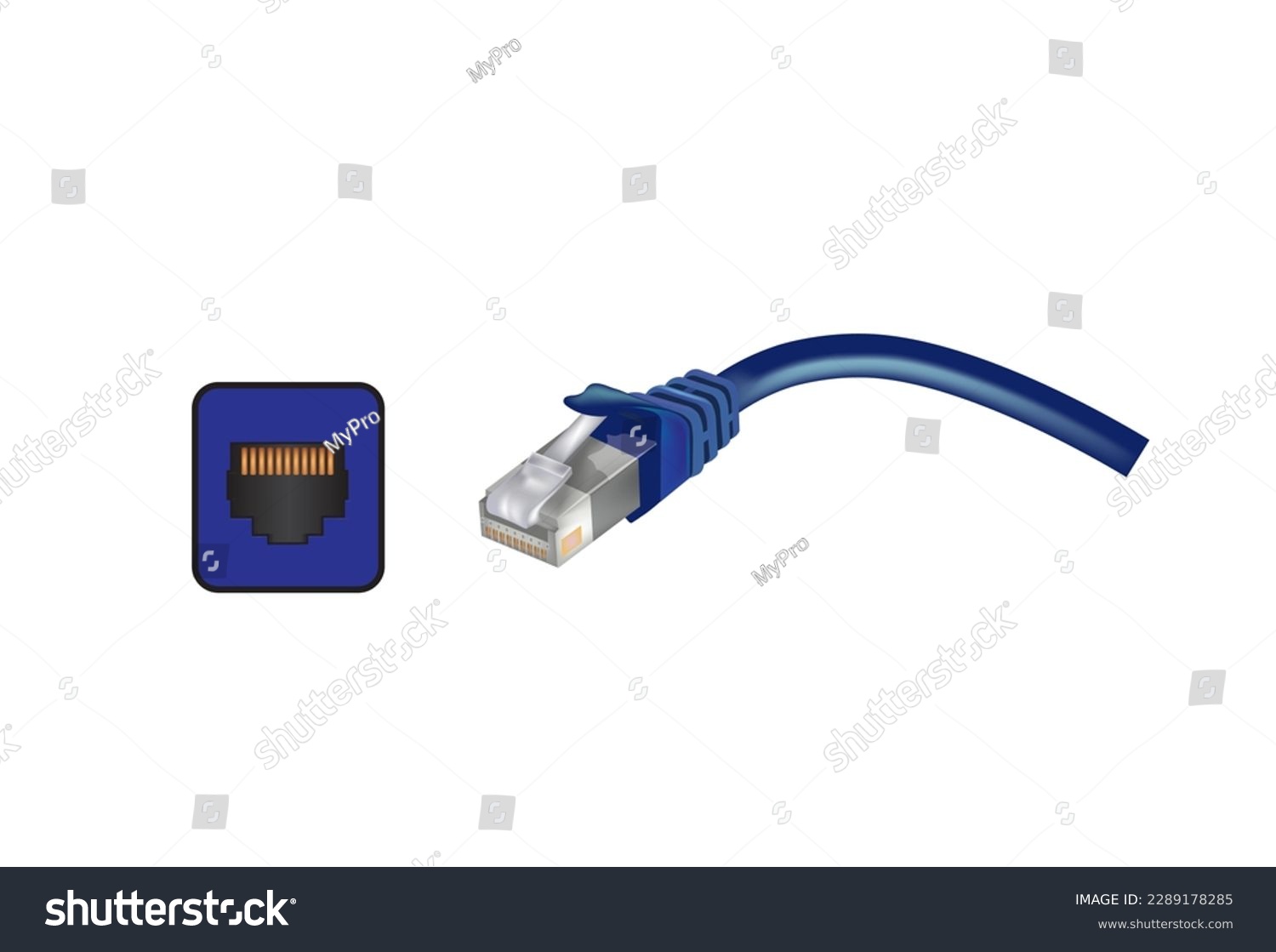 Ethernet Port And Cable Vector Royalty Free Stock Vector 2289178285