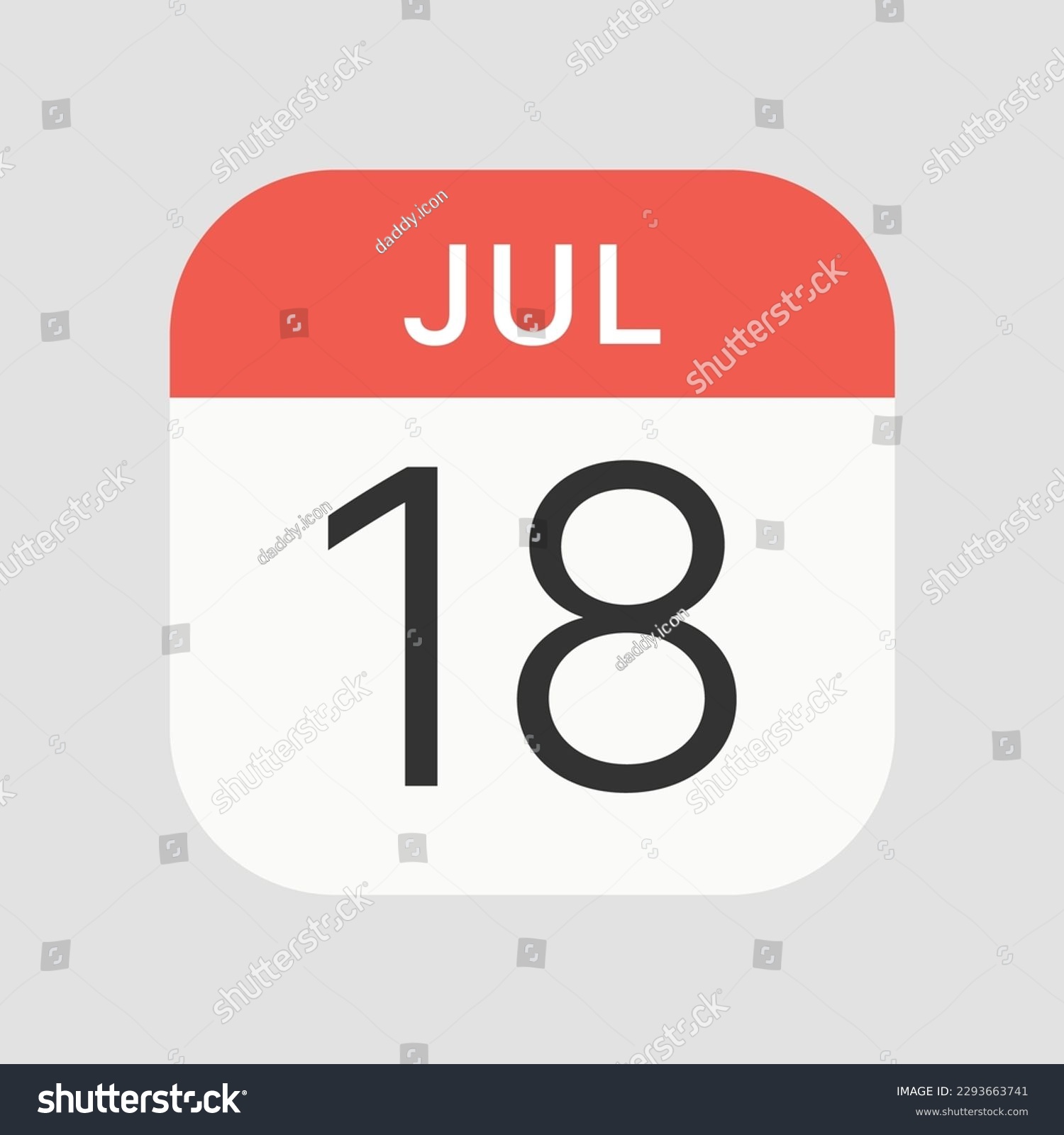 July 18 icon isolated on background. Calendar - Royalty Free Stock ...