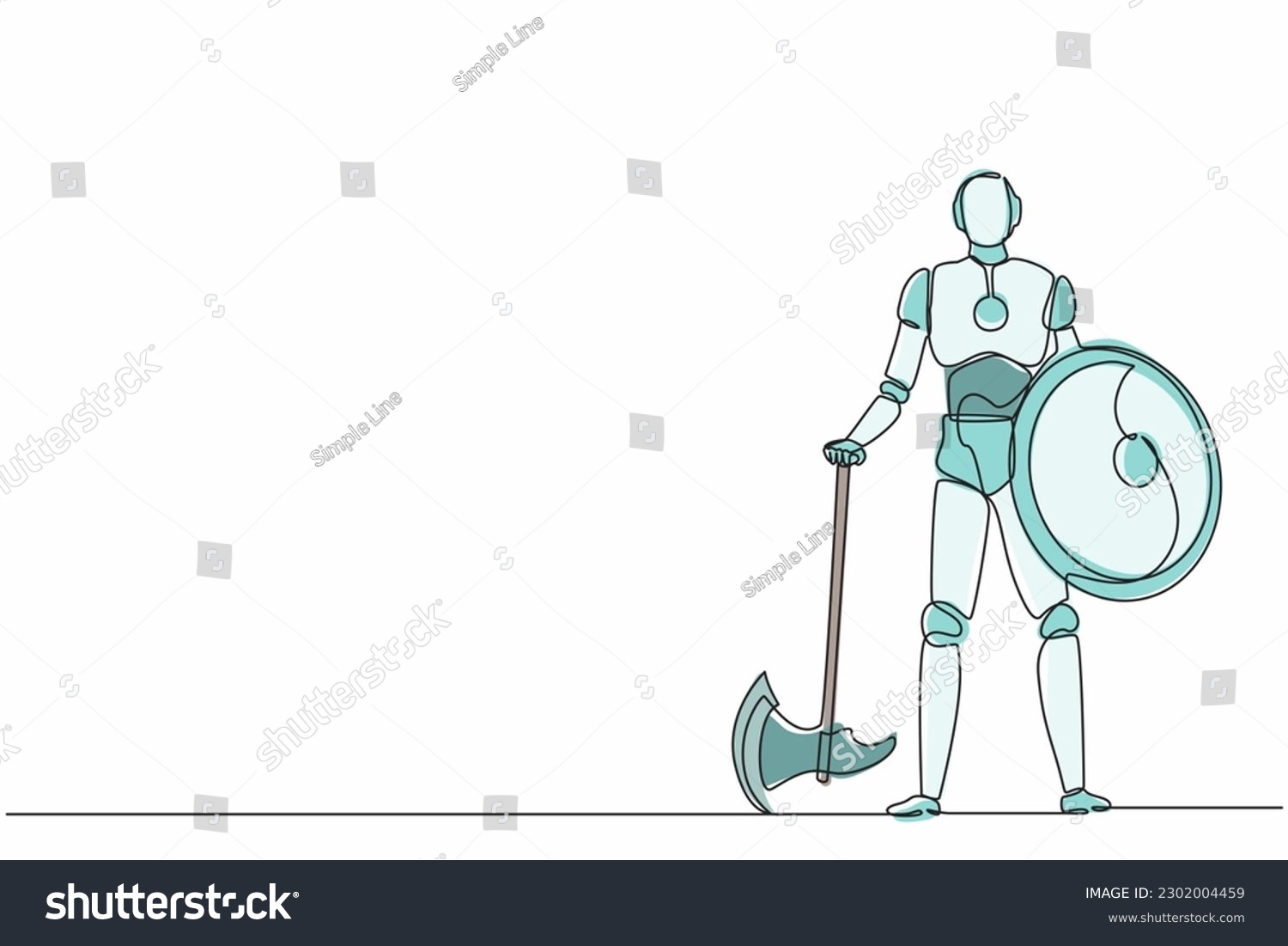 Continuous one line drawing robots stands - Royalty Free Stock Vector ... Continuous one line drawing robots stands - Royalty Free Stock Vector ...