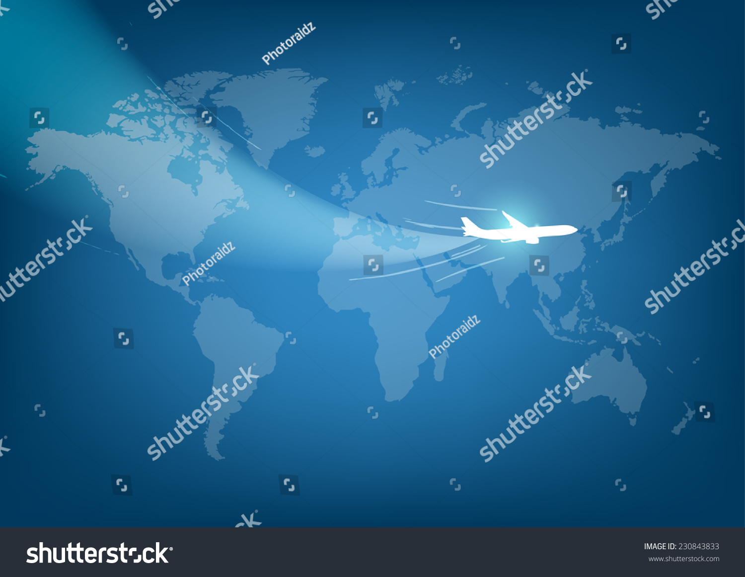 Vector World Travel Map With Airplanes Royalty Free Stock Vector