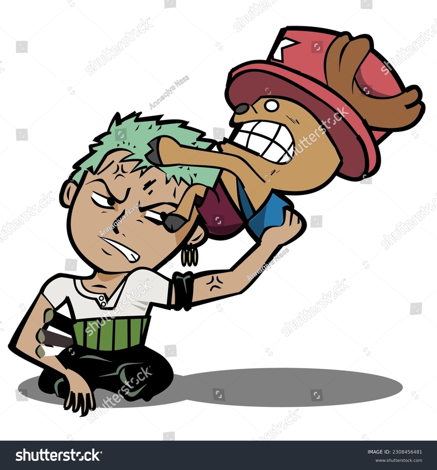 Annoyed Face Zoro And Scared Chopper Kawai Chibi Royalty Free Stock Vector 2308456481