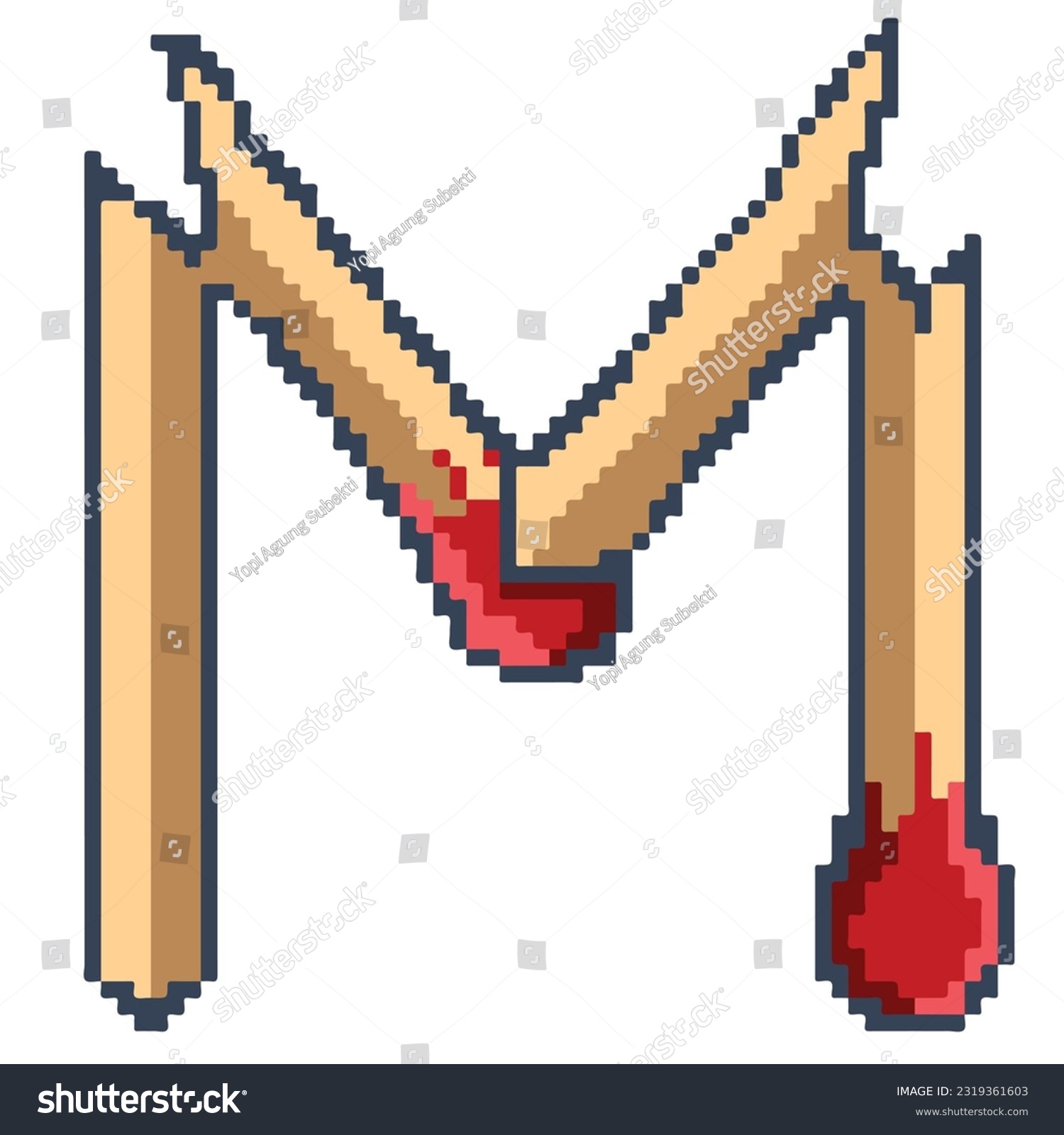 Letter M matchstick font design in vector - Royalty Free Stock Vector ...