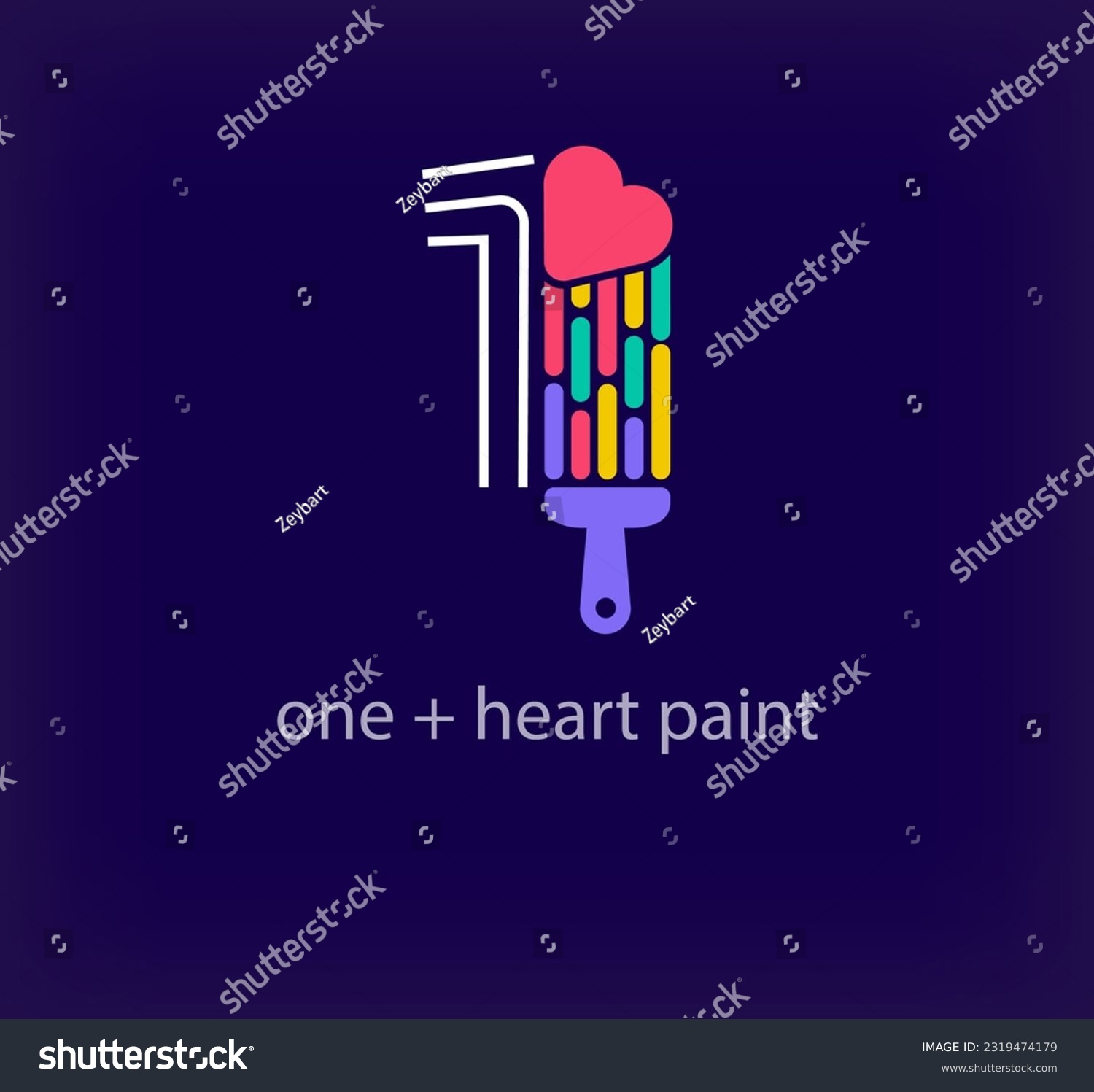Creative number 1 heart paint logo. Unique color - Royalty Free Stock ...