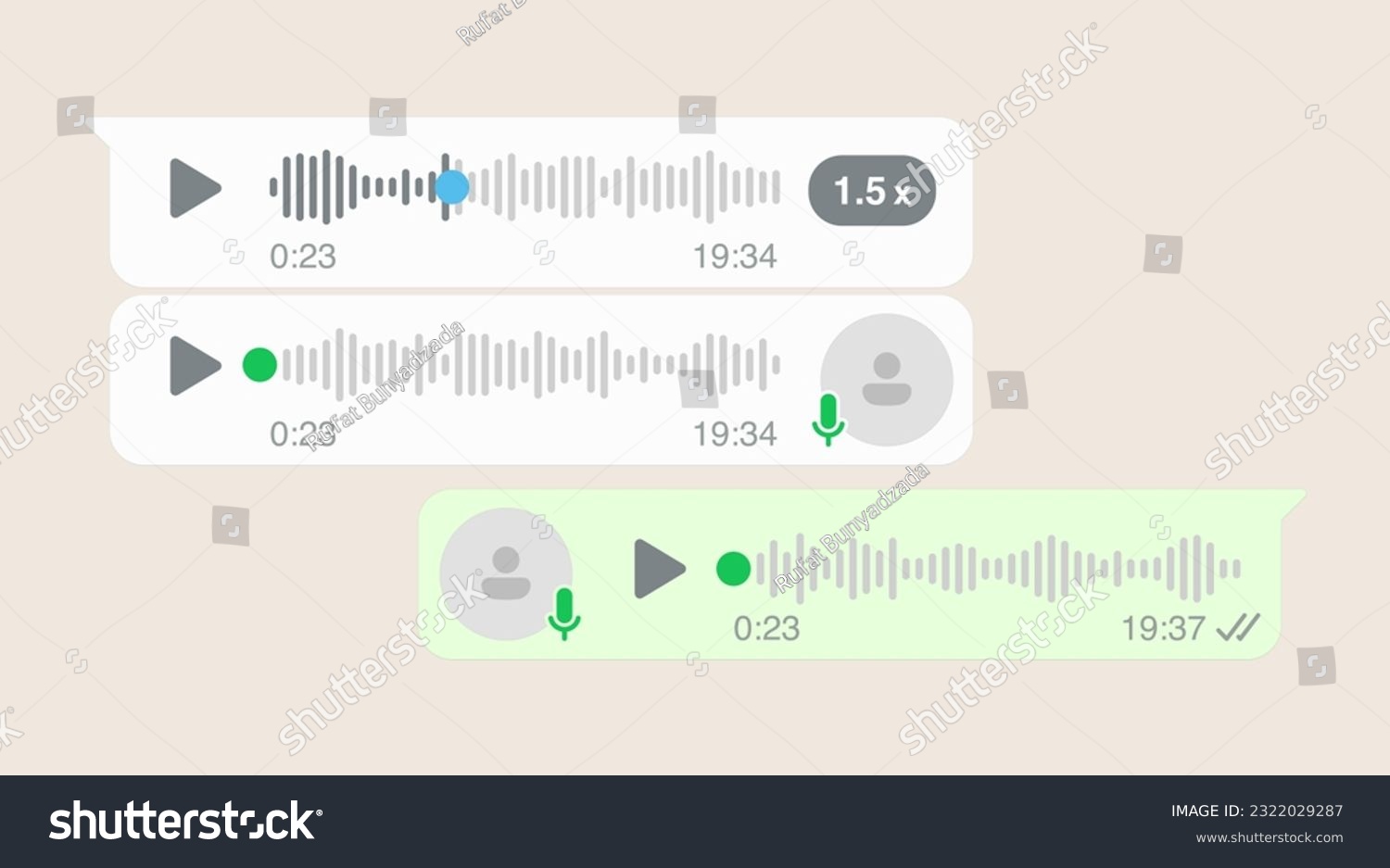 Voice Message Messenger Chat Ui Kit Light Royalty Free Stock Vector 2322029287