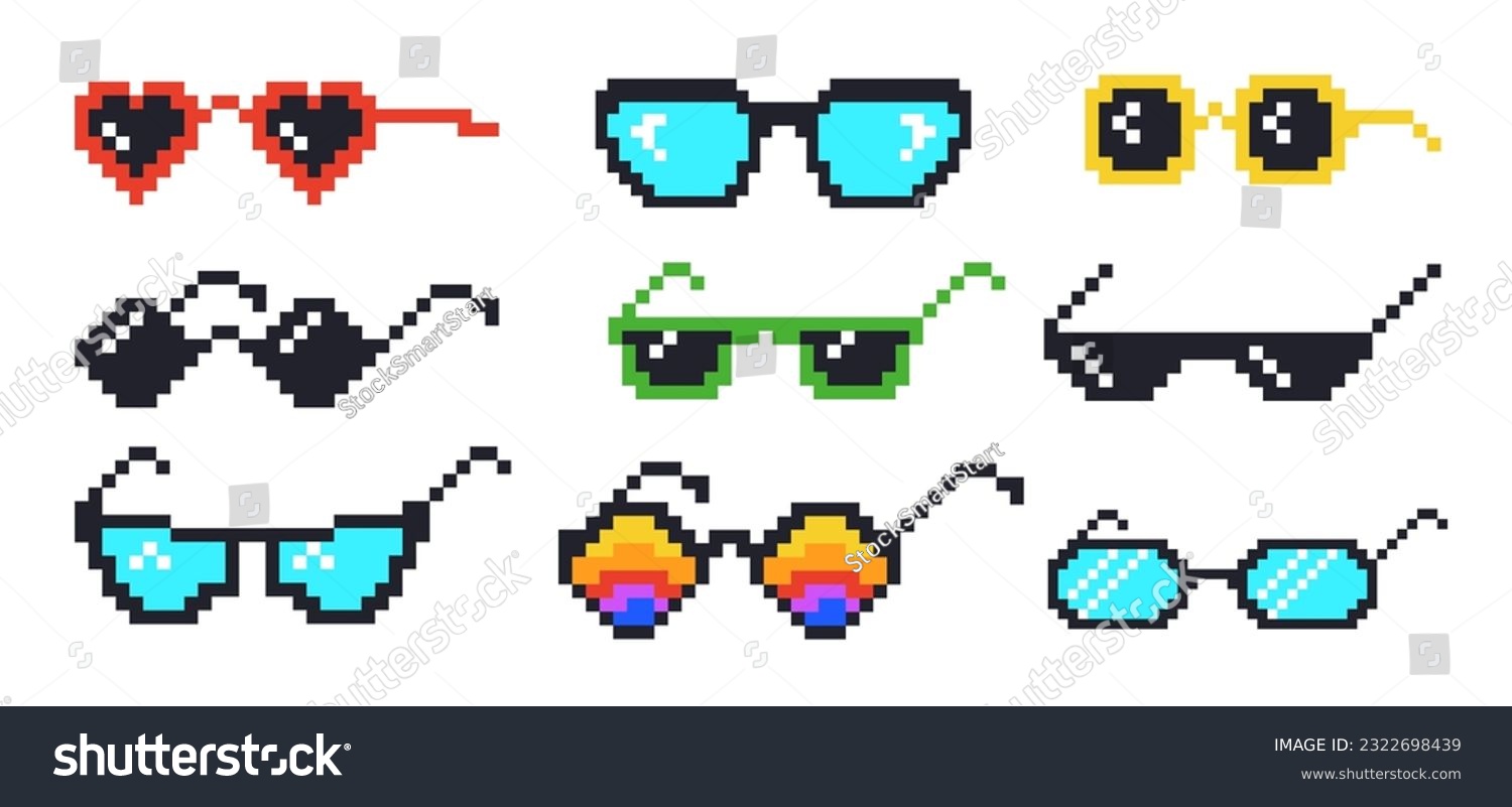 Pixel Glasses Cartoon 8 Bit Sunglasses Thug Royalty Free Stock Vector 2322698439