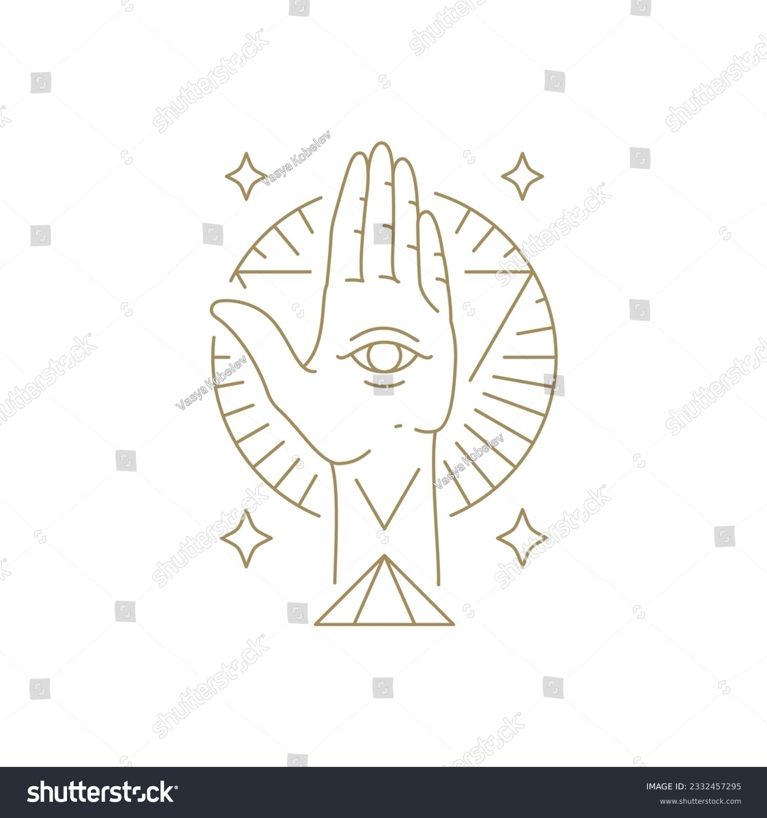 Magic human palm with all seeing eye pyramid - Royalty Free Stock ...