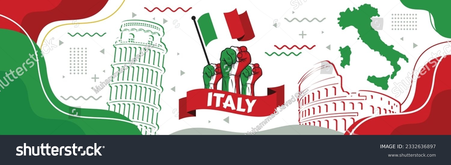 Italy banner design with fist and flag - Royalty Free Stock Vector ...